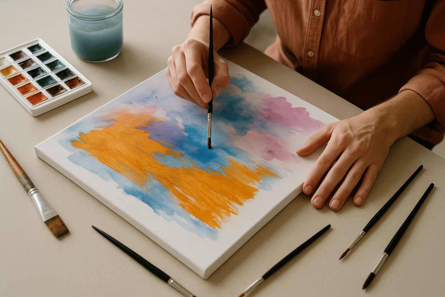 Exploring Acrylic and Watercolor Techniques on Canvas